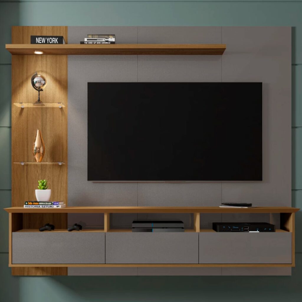 Panel Rack Tv 60" Trend Titanium Canela - Total Soporte