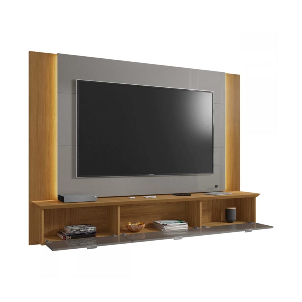 Panel Rack Tv 70" Qatar Titanium Canela - Total Soporte