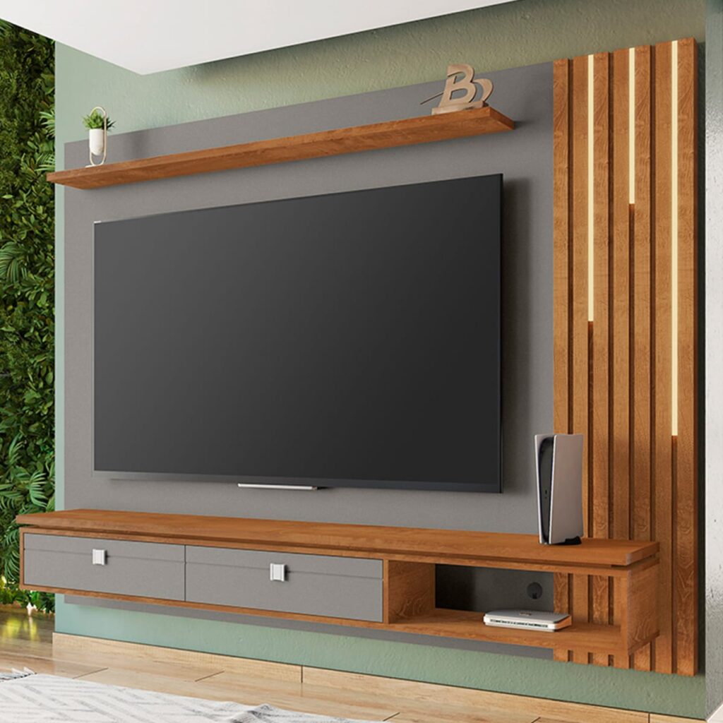 Panel Rack Tv 80" Hanover Titanium Natural - Total Soporte