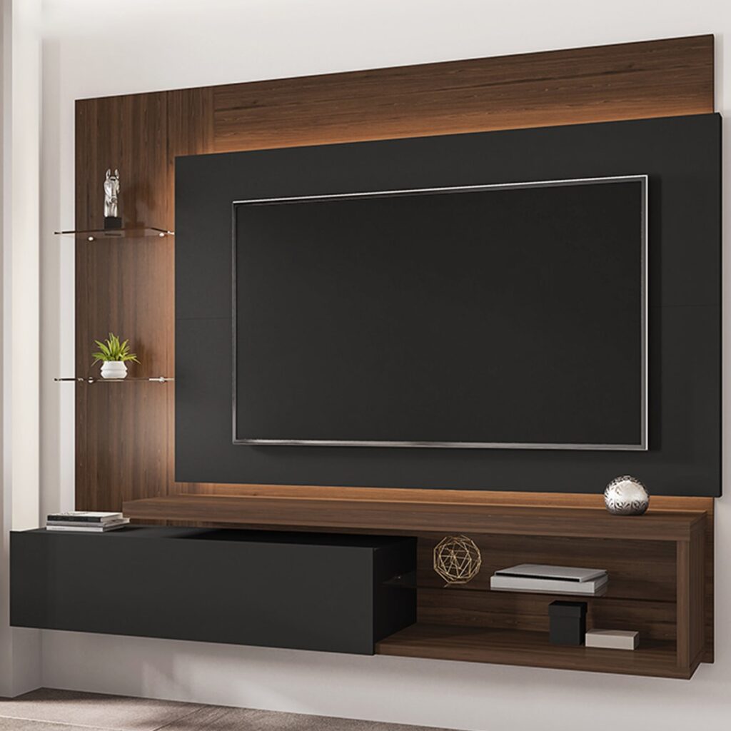 Panel Rack Tv 65 Copacabana Nogal Negro - Total Soporte