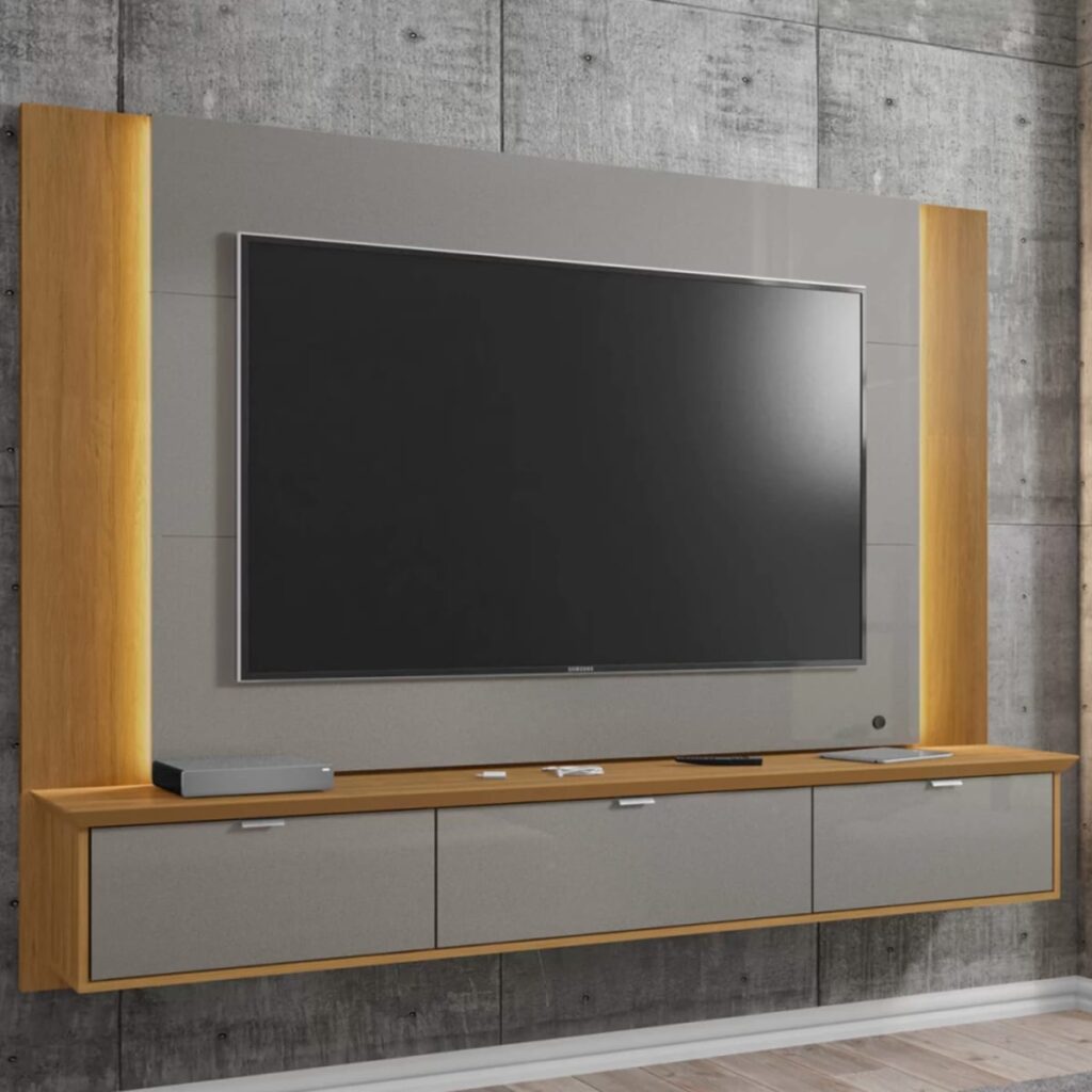 Panel Rack Tv 70" Qatar Titanium Canela - Total Soporte