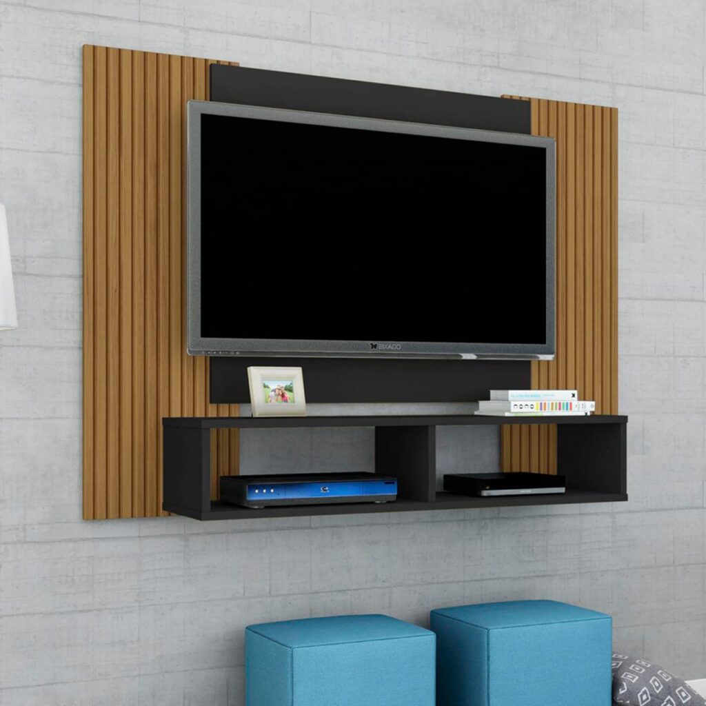 Panel Rack Tv 47" Navi Negro Ripado - Total Soporte