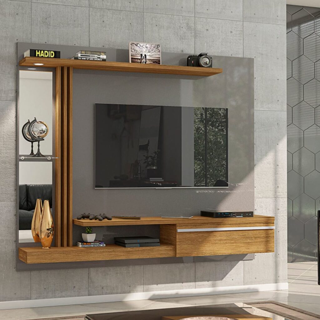 Panel Rack Tv 55" Denver Titanium Canela - Total Soporte