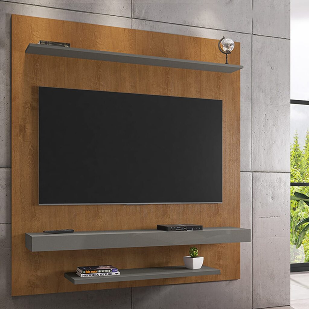 Panel Rack Tv 60" Leme Natural Titanium - Total Soporte