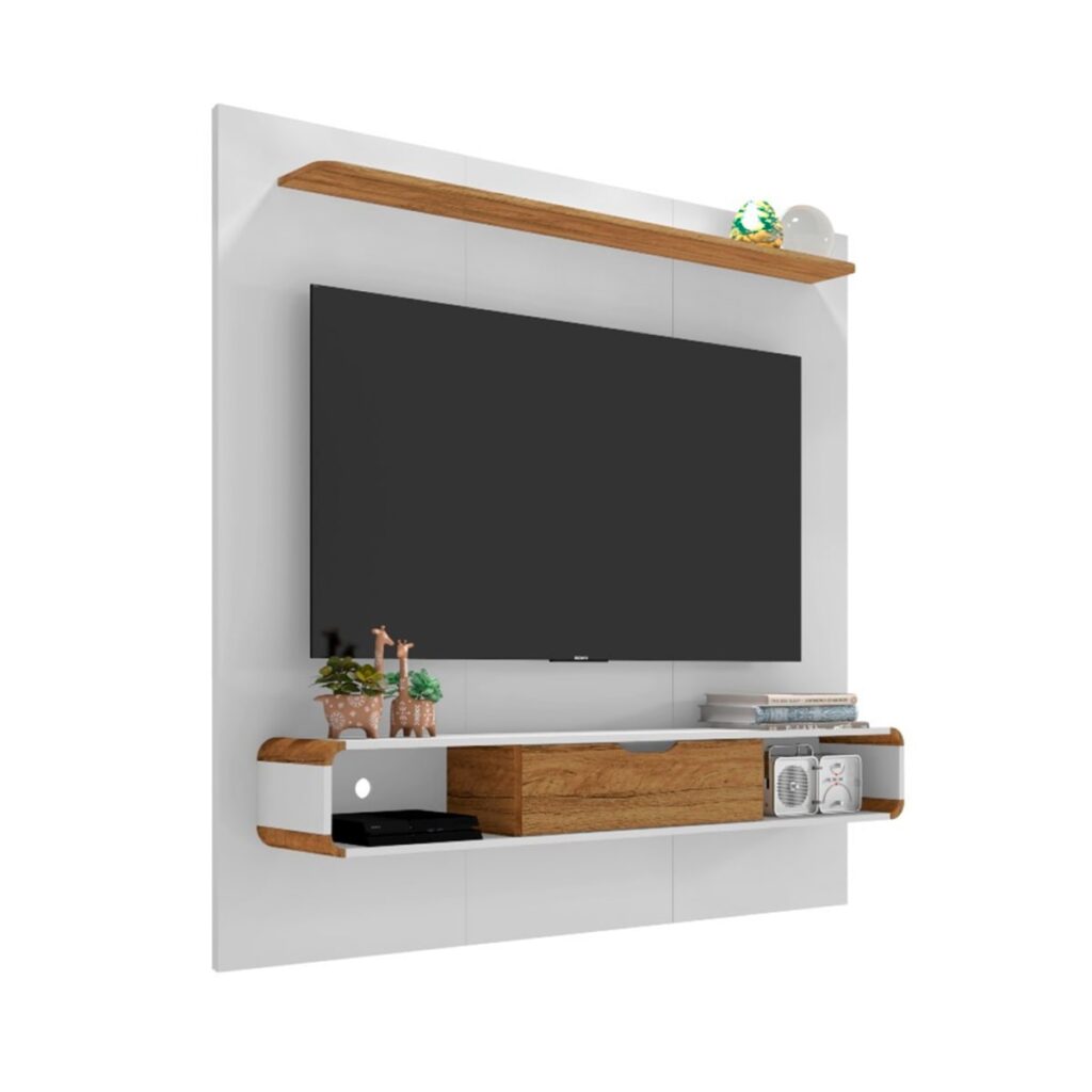 Panel Rack Tv 65" Lisboa Blanco Canela - Total Soporte